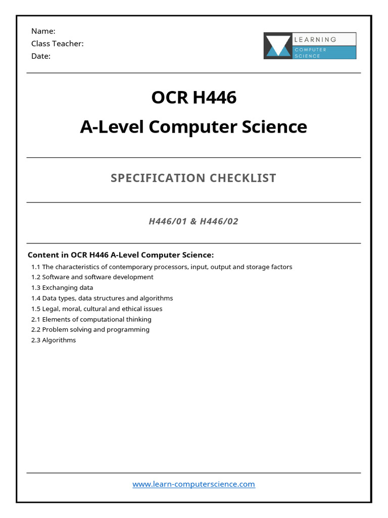 OCR h446 Full Checklist | PDF | Central Processing Unit | Computer Data Storage