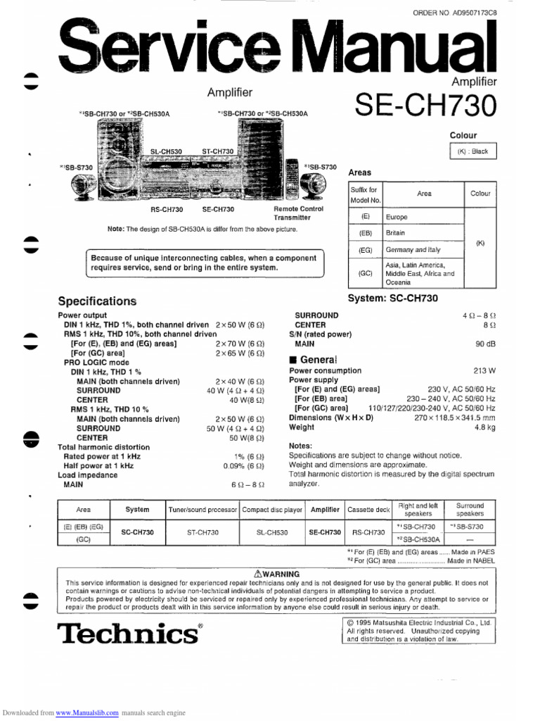Technics SC-CH730 User Manual | PDF