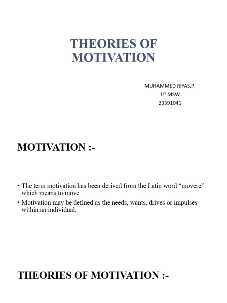 Theories of Motivation | PDF | Self Esteem | Motivational