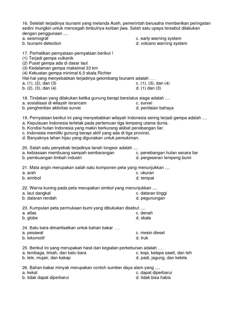 Soal PTS-STS IPAS Kelas 5 Semester 2 Kurikulum Merdeka T.A 2024-2025 | PDF