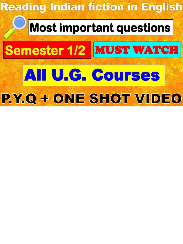 Reading INDIAN Fiction in EnglISH PYQ One Shot Sol Du | PDF | General ...