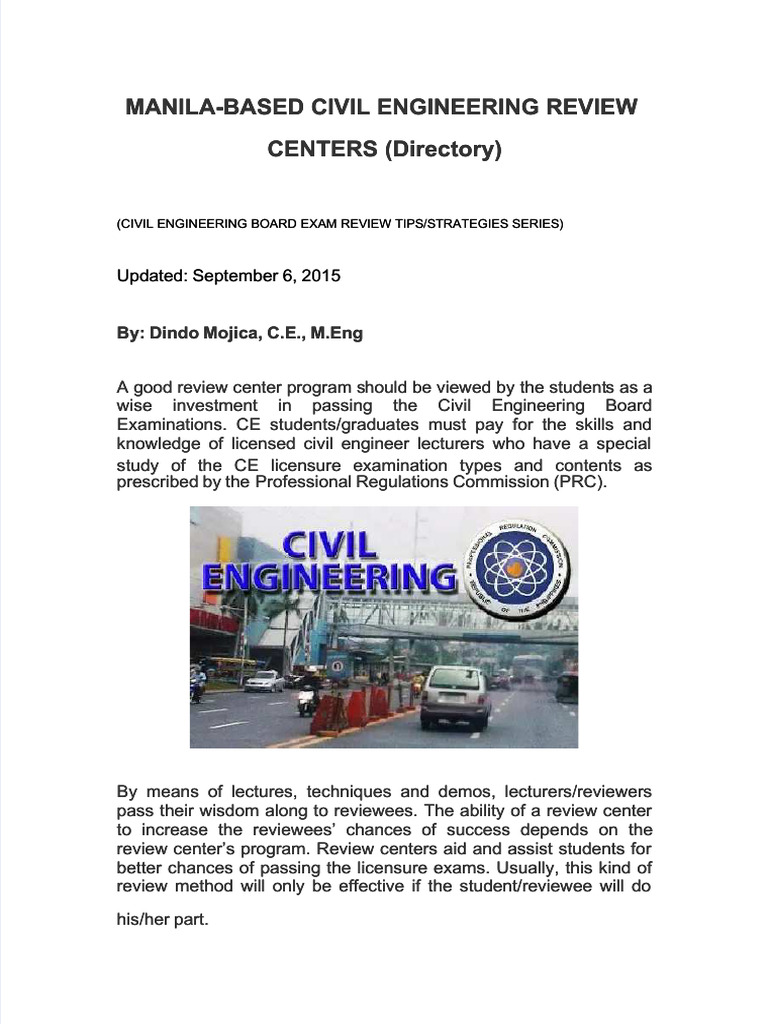 PDF Manila Based Civil Engineering Review Centers Compress | PDF | Business