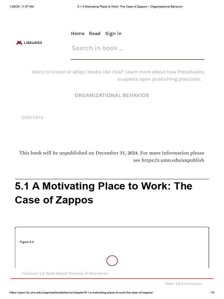 5.1 A Motivating Place To Work - The Case of Zappos - Organizational ...