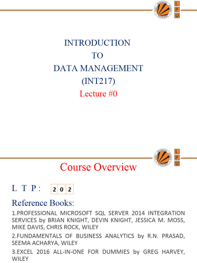 Lecture0 INT217 | PDF | Microsoft Excel | Engineering