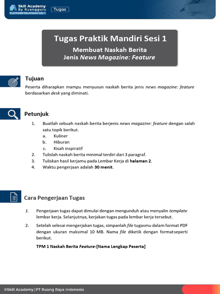 TPM 1 Naskah Berita Feature-Shohibul Faqih | PDF