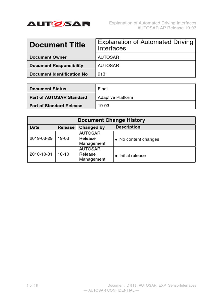 AUTOSAR EXP SensorInterfaces | PDF | Simulation | Interface (Computing)