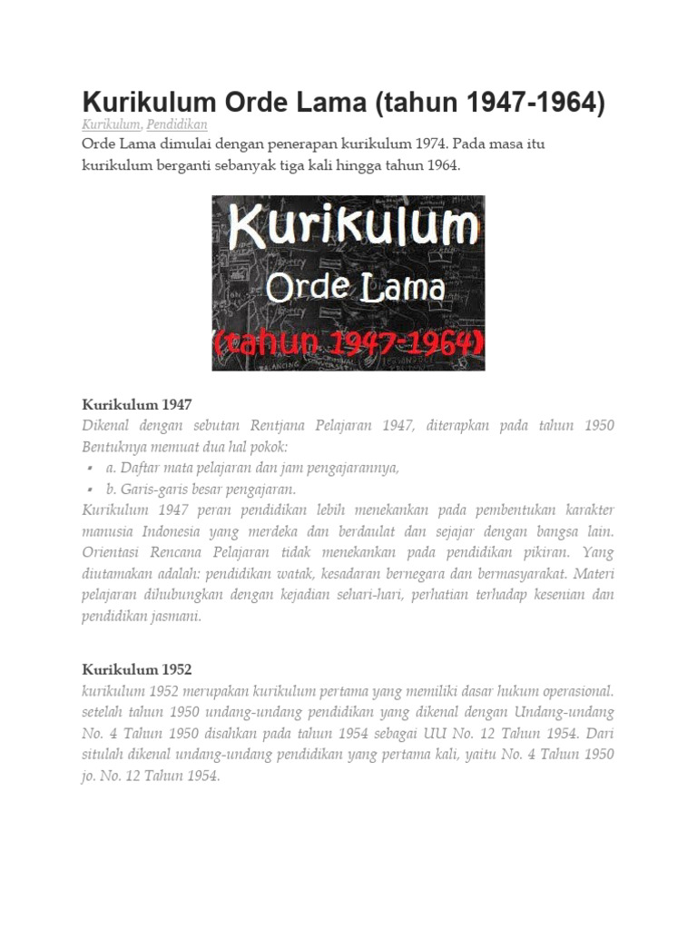 Kurikulum Orde Lama | PDF