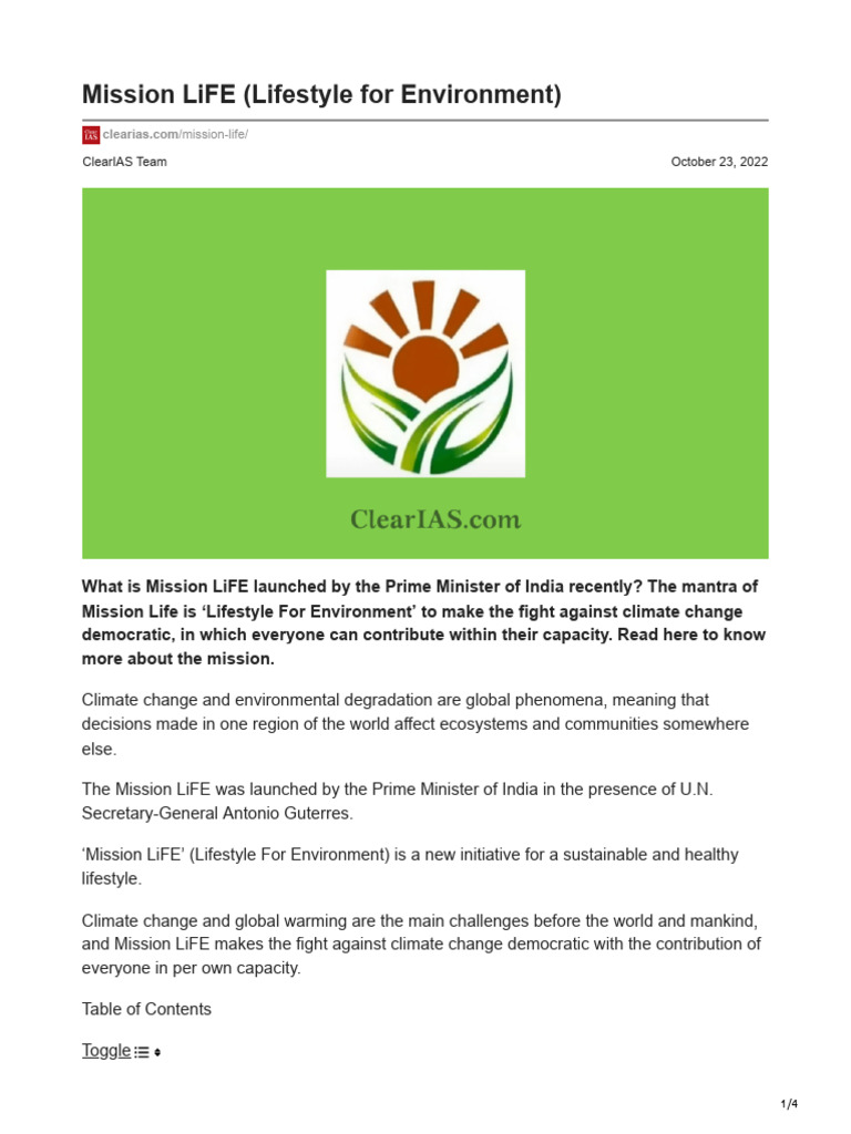 Mission LiFE: A Sustainable Lifestyle Initiative | PDF | Social Science ...