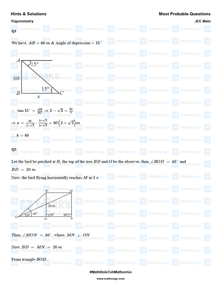 (Sol) Trigonometry @JEE - OneStop1 | PDF | Mathematics | Trigonometry