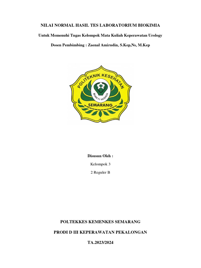 Nilai Normal Hasil Tes Laboratorium Biokimia Kelomkok 3 | PDF
