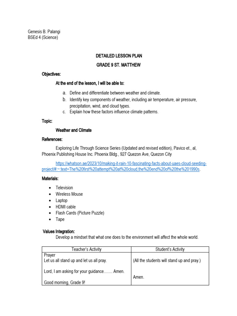 Final Demo Lesson Plan' | PDF | Earth | Atmosphere Of Earth