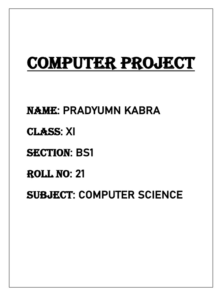 Pradyumn - Kabra Computer Project | PDF