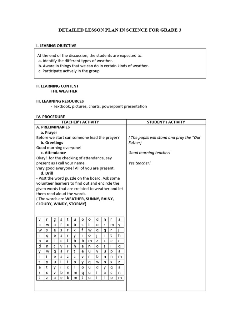Lesson Plan in Teaching Science | PDF | Cloud | Weather