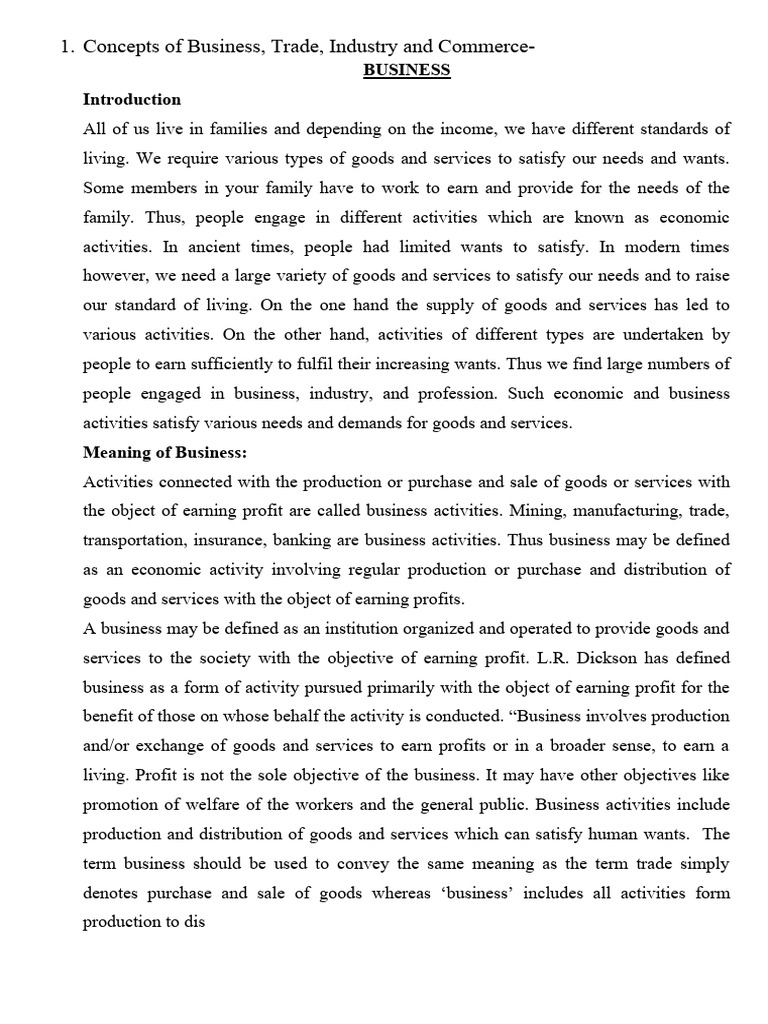Understanding Business and Commerce Concepts | PDF | Goods | Trade
