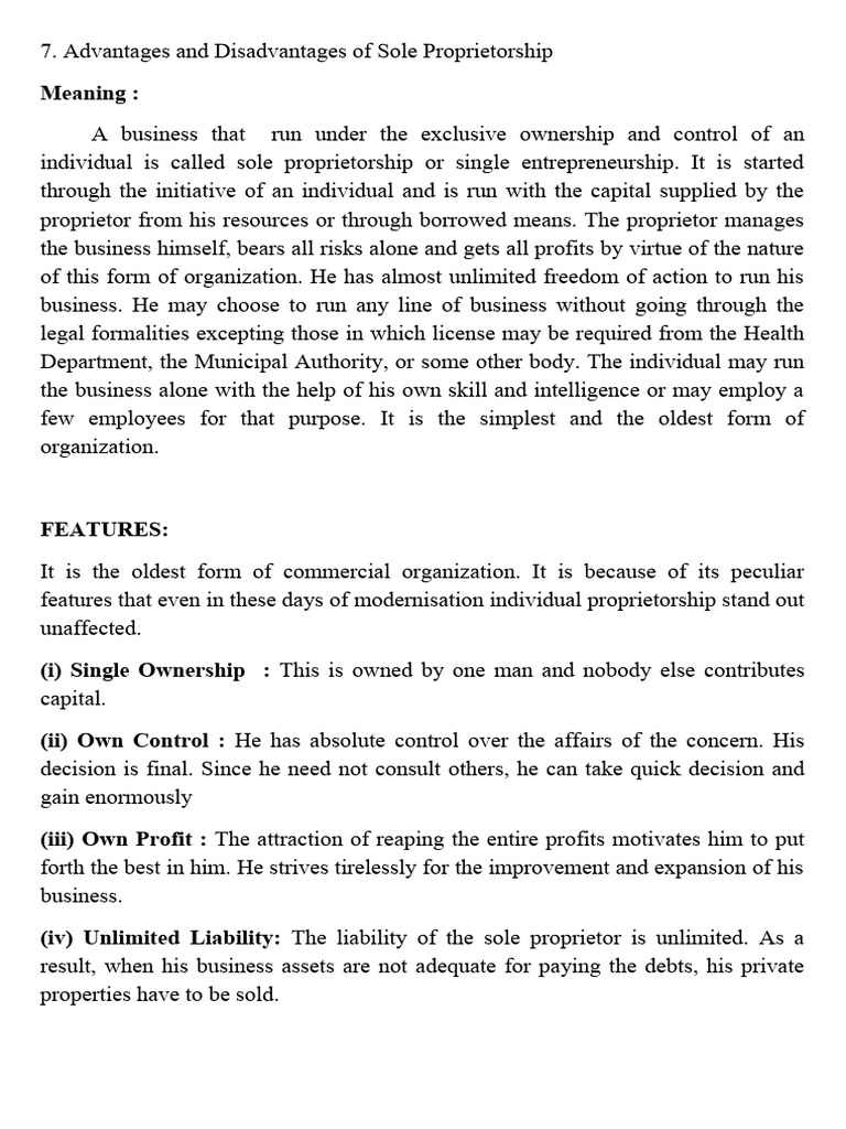 Sole Proprietorship (Adv & Dis) | PDF