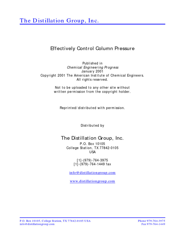 Effectively Control Column Pressure | PDF | Distillation | Coolant