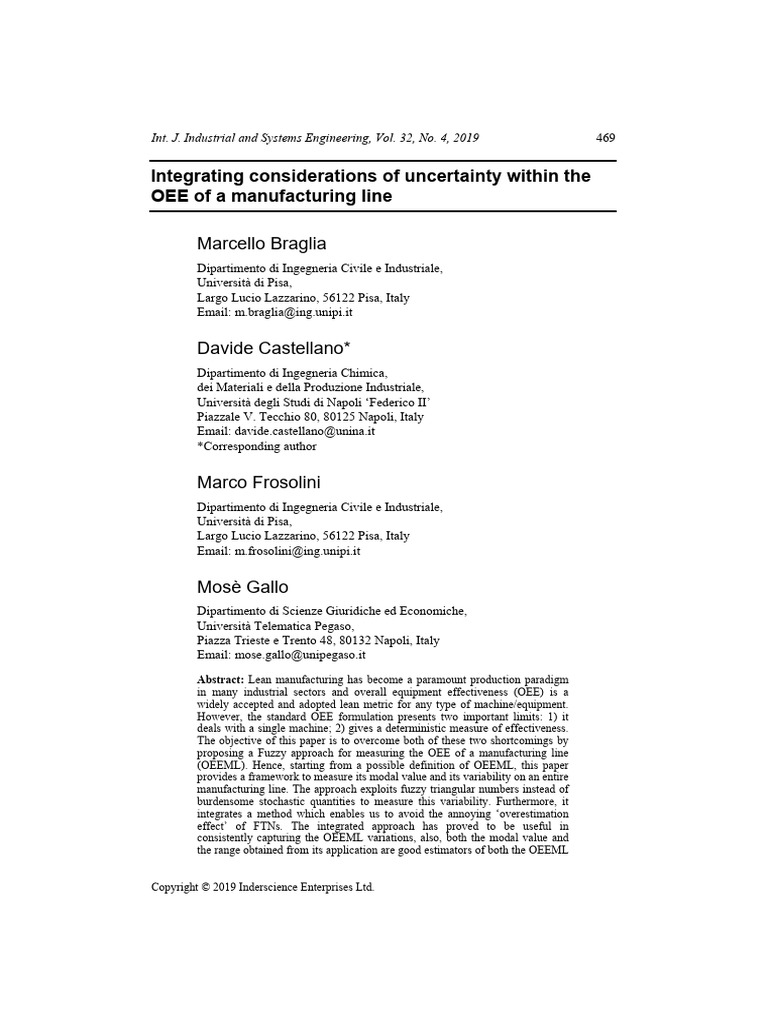 Braglia Et Al 2019 Pdf Lean Manufacturing Variance