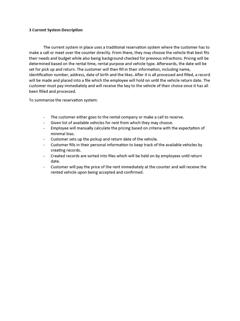Current System Description | PDF | Business | Technology & Engineering
