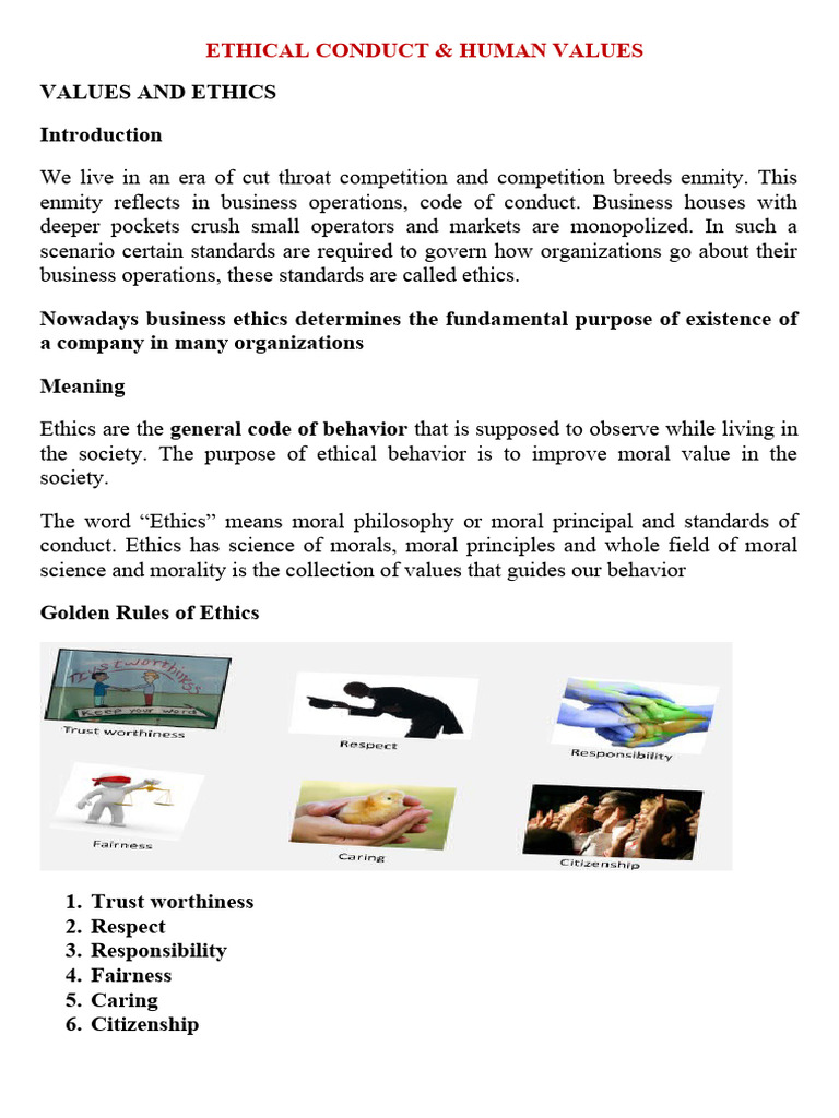 Ethical Conduct & Human Value | PDF | Career & Growth