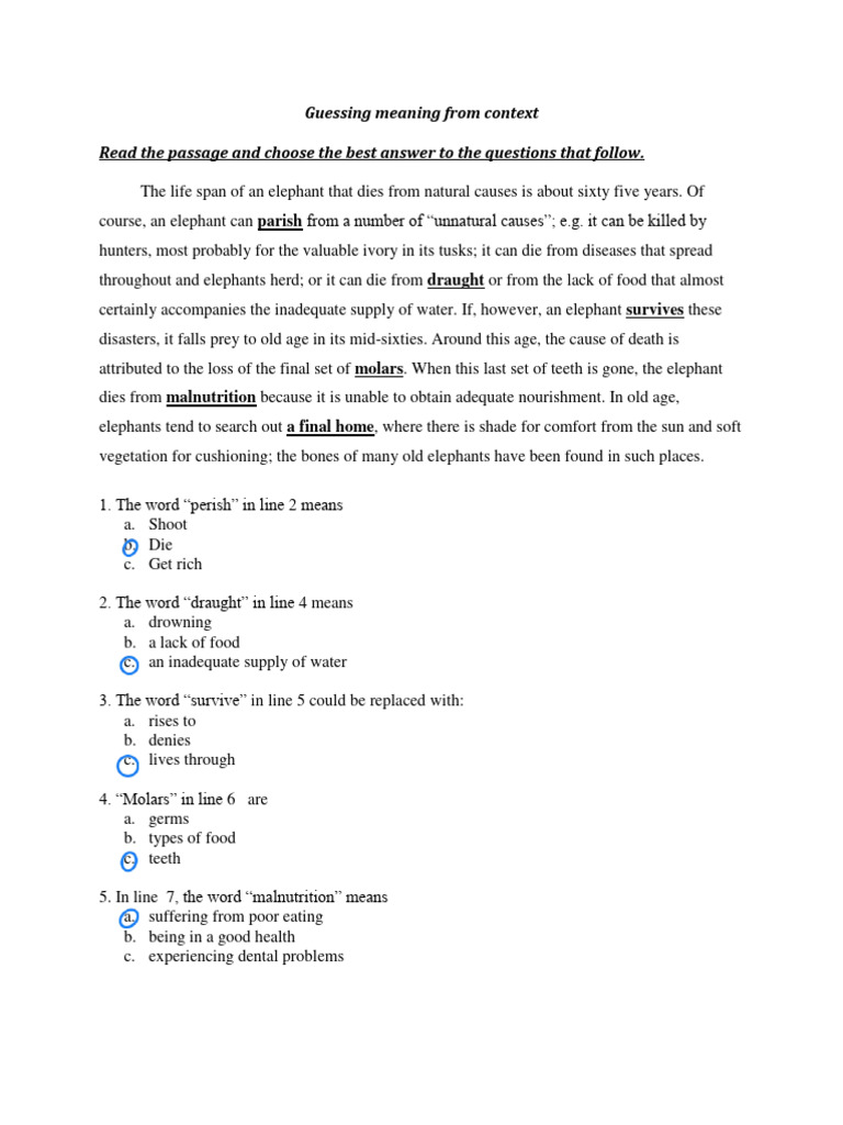 Guessing Meaning From Context | PDF
