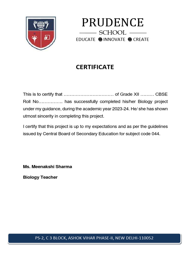 Practical Certificate - BIO | PDF