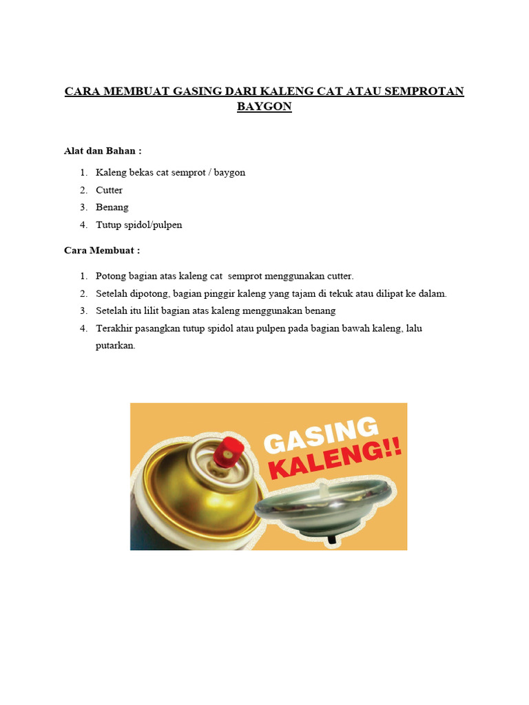 Cara Membuat Gasing Dari Kaleng Cat Atau Semprotan Baygon | PDF