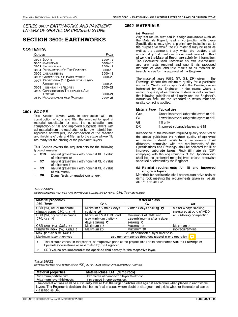 Earthworks Specifications for Road Construction | PDF | Road ...