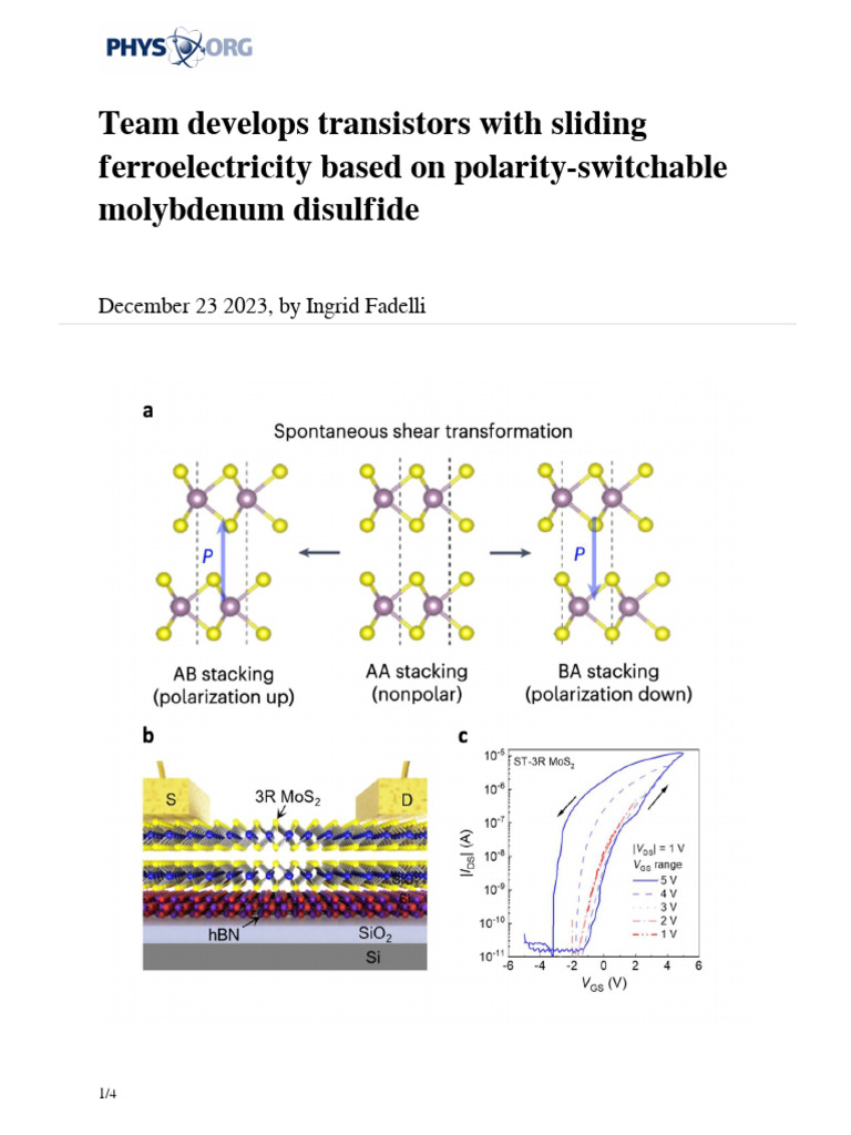 2023-12-Team Develops Transistors With Sliding Ferroelectricity Based ...