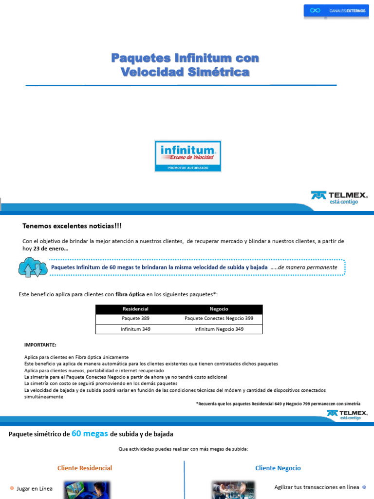 Velocidad Simetrica Paquetes 60 Megas | PDF | Internet | Videotelefonía