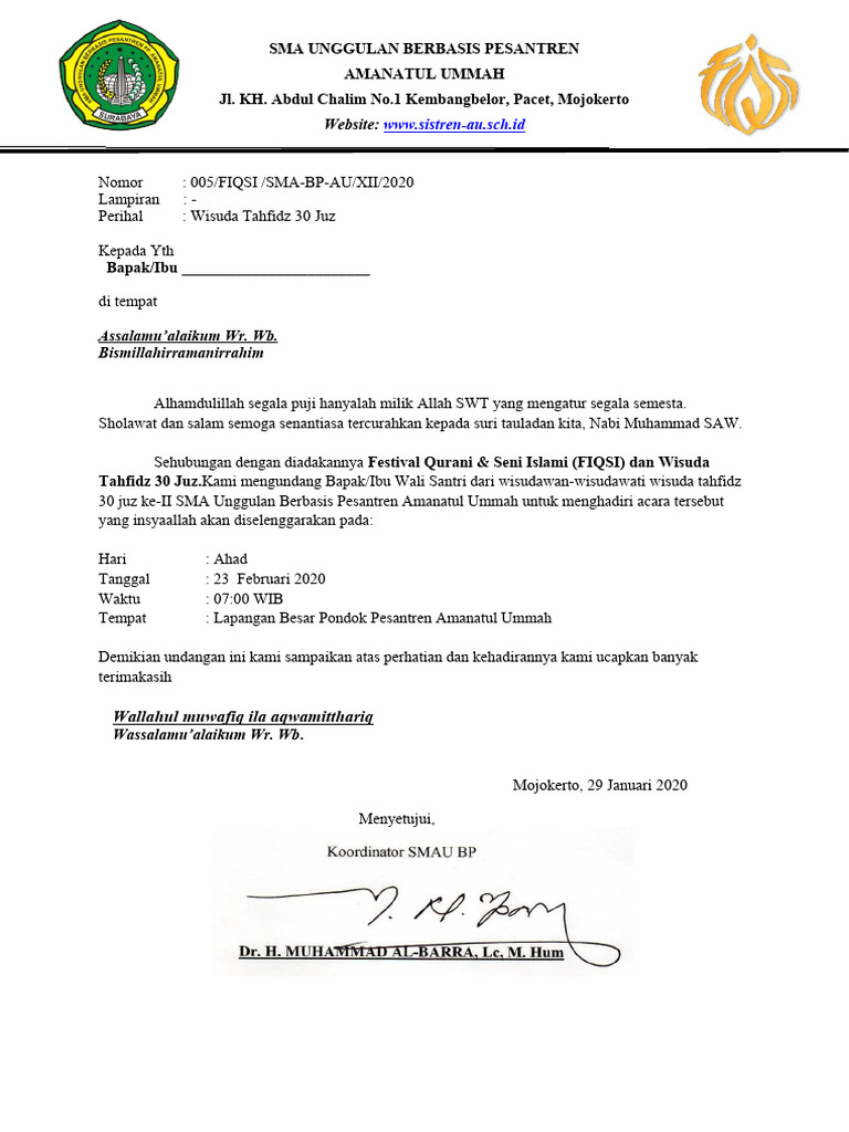 Undangan Wisuda Tahfidz | PDF