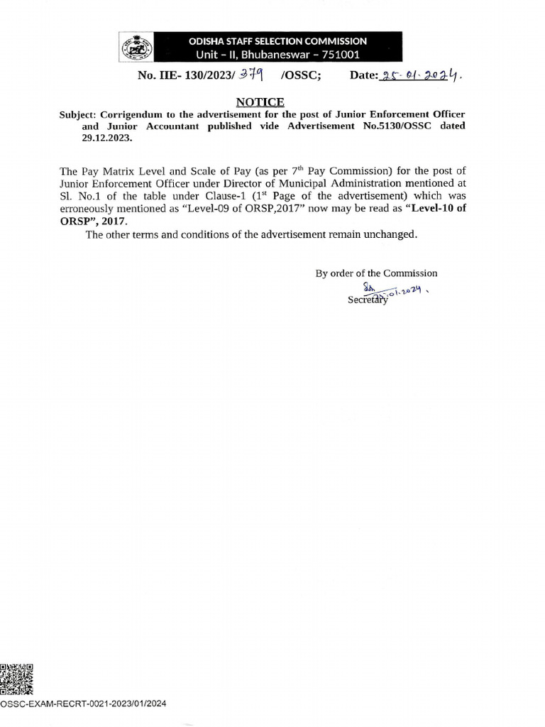 Corrigendum Advertisement 0001 | PDF