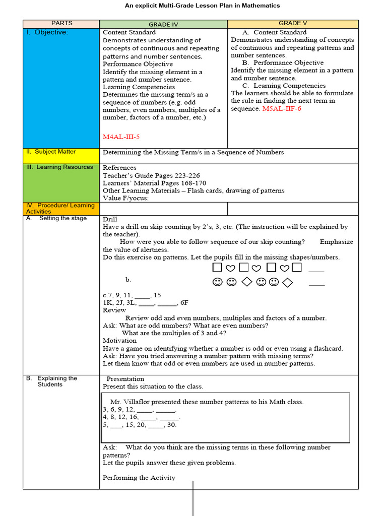 Math Cot Grade 4 | PDF | Learning | Numbers