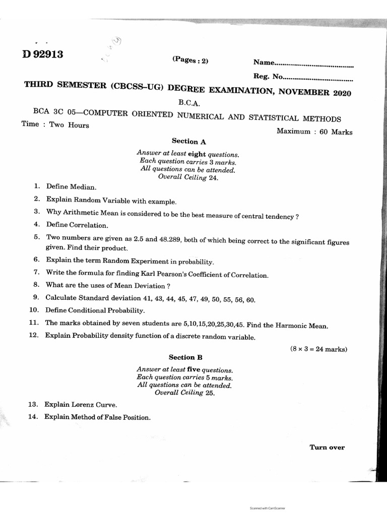 Computer Oriented Numerical and Statistical Method | PDF Computer Oriented Numerical and Statistical Method | PDF