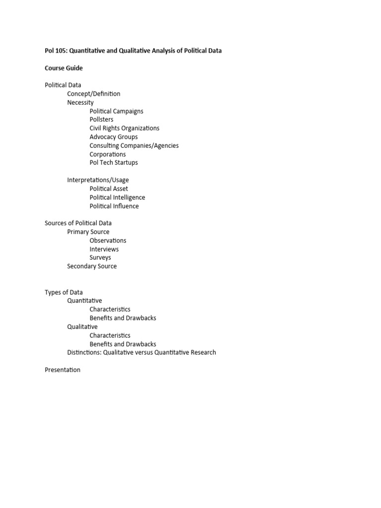 Pol 105 Course Guide | PDF | Politics