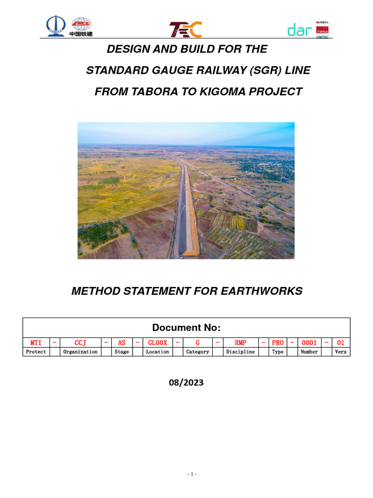 Construction Plan For The Earthwork Test Section of The Standard Gauge ...