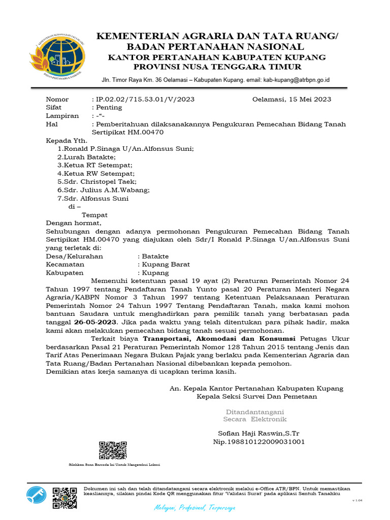 SP Ronald P.sinaga U.an Alfonsus Suni | PDF