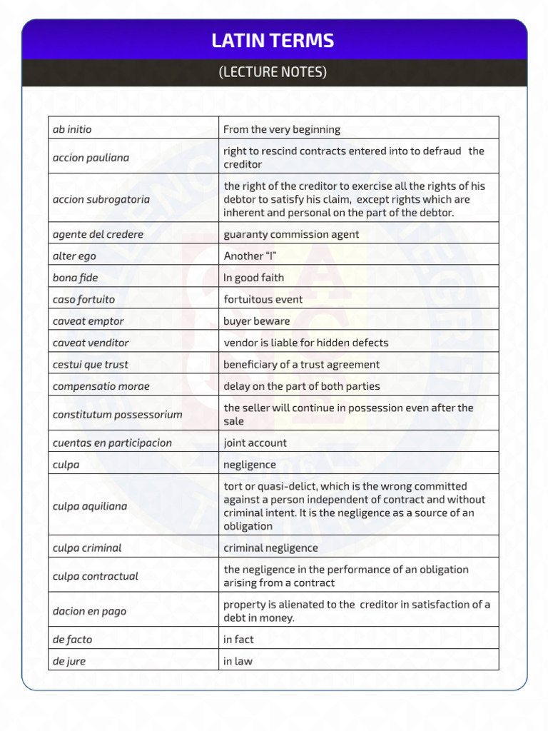 10-03-2021 CRC-ACE - RFBT - Week 01 - Latin Terms | PDF | Language Arts ...