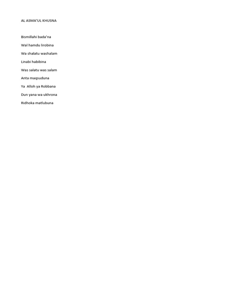 Asmaul Khusna | PDF | Poetry | Classics
