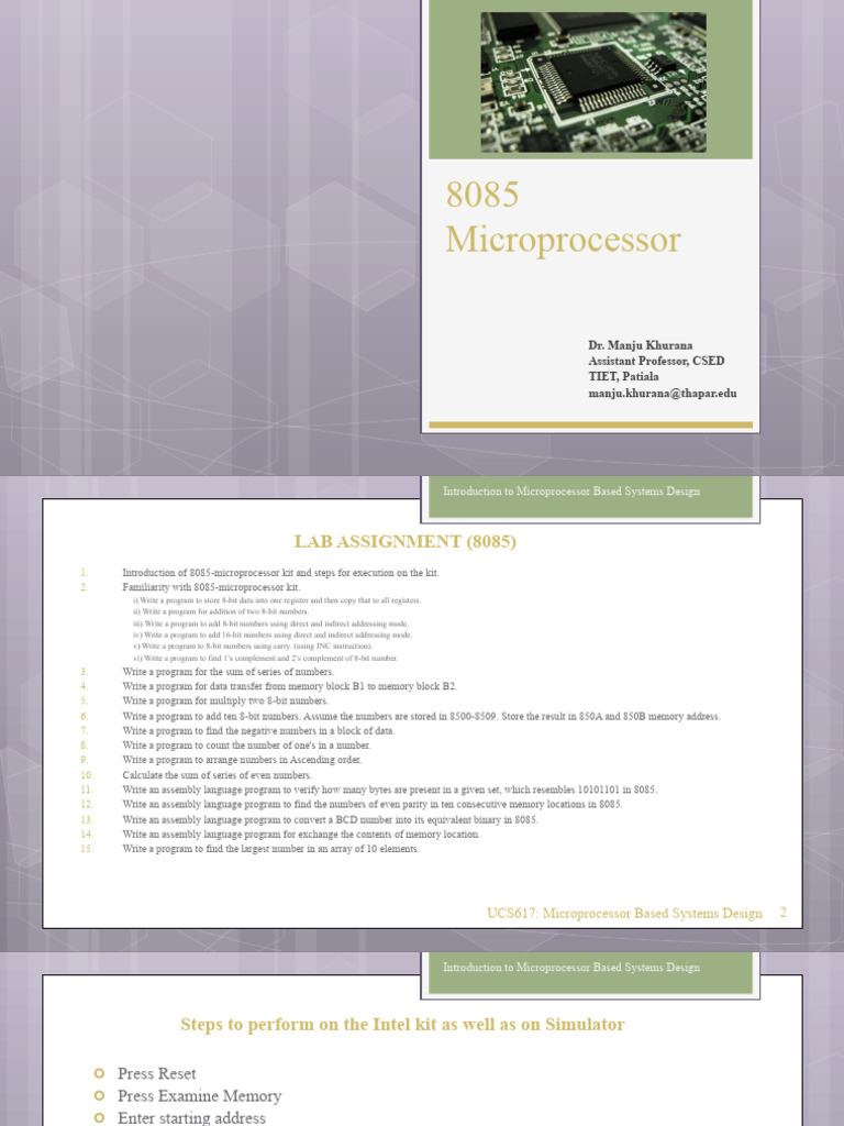 1st and 2nd Lab - 8085 | PDF | Manufactured Goods | Computer Architecture