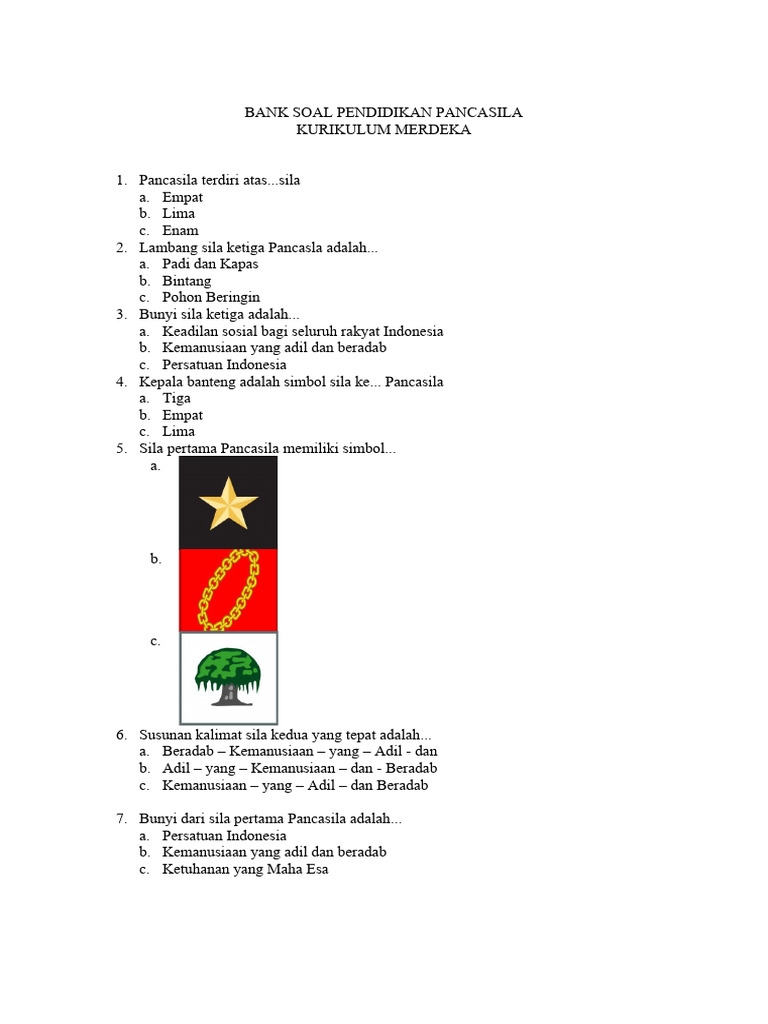 Soal PKN Kelas 1 Semester 1 Kurikulum Merdeka | PDF | Griya & Taman