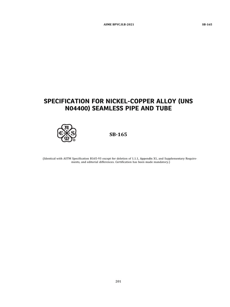 SB-165 - ASME BPVC 2021 Sección II Part B | PDF | Pipe (Fluid ...