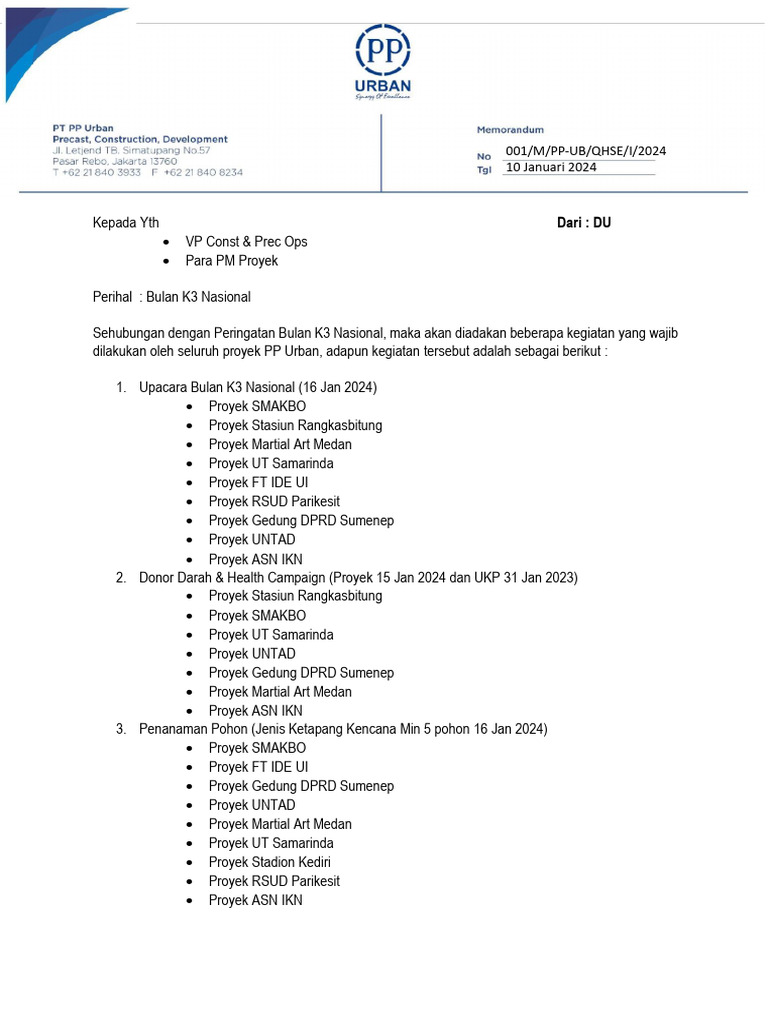 Kegiatan Bulan K3 Nasional 2024 | PDF