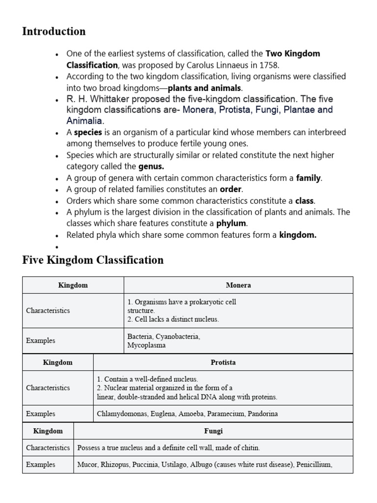 Five Kingdom Classification Case Study | PDF | Cell (Biology) | Botany