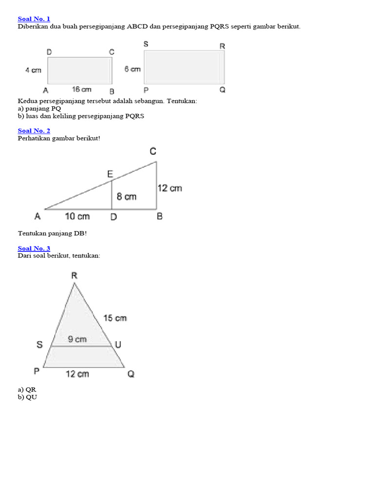 Soal - Kesebangunan - Dan - Kongruen Bagi | PDF