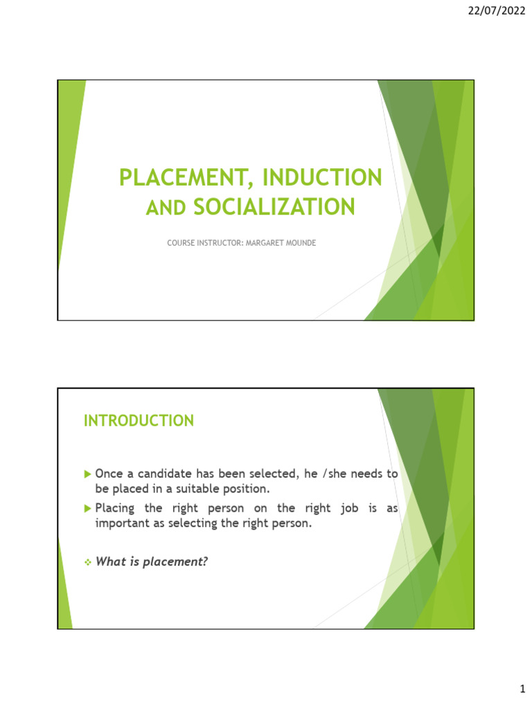Placement, Induction and Socialization | PDF