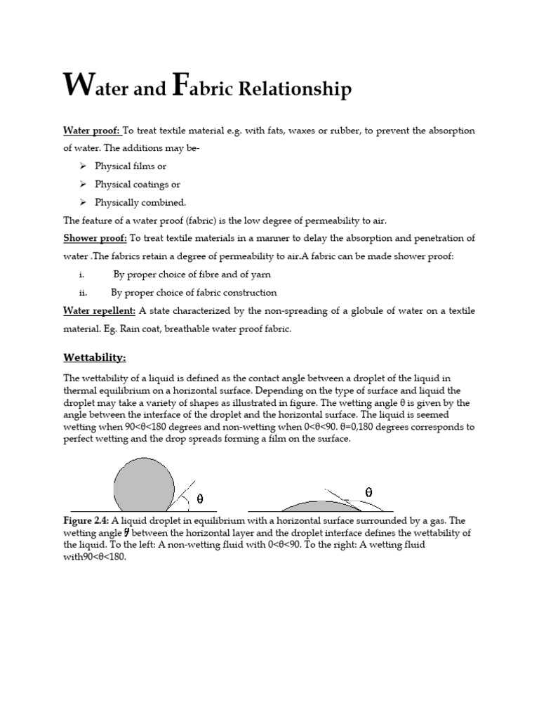 Water and Fabric Relationship | PDF | Wetting | Textiles