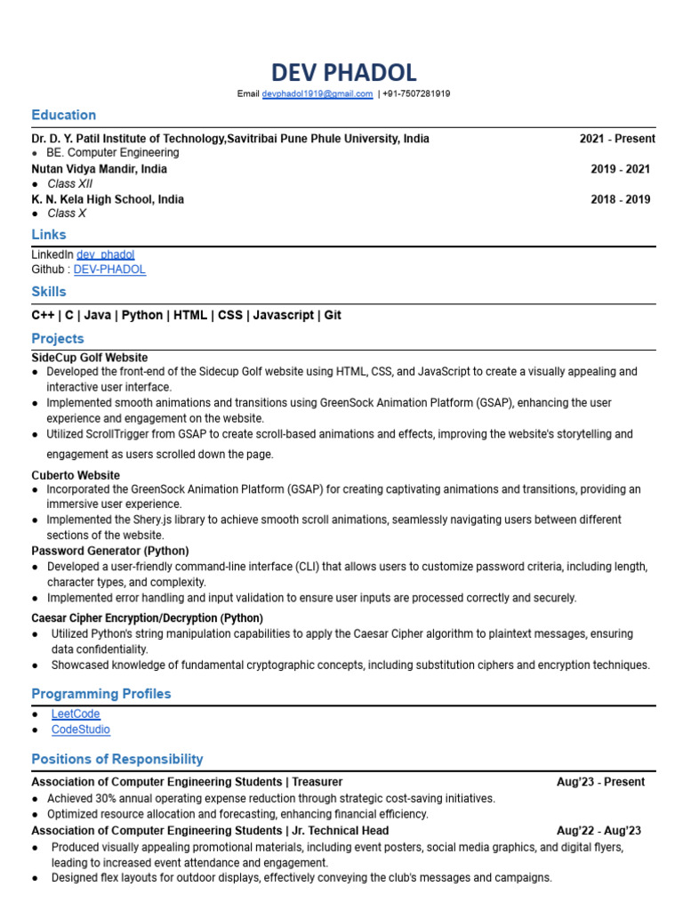 Dev Phadol Resume | PDF | Encryption | Security