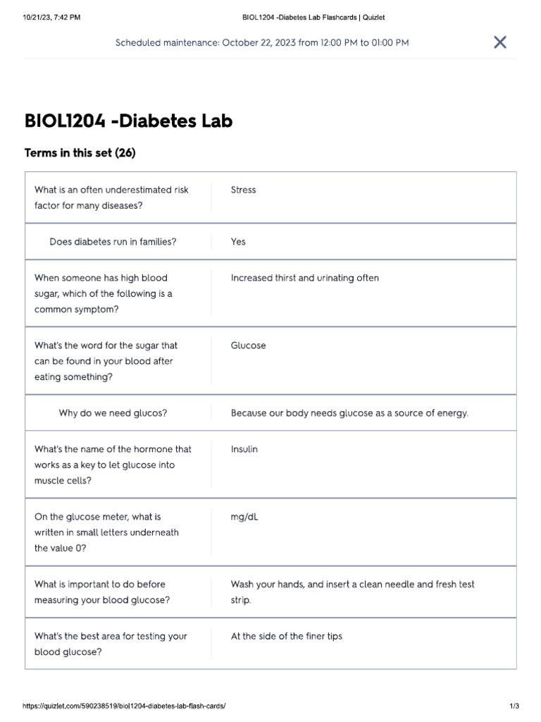Diabetes Flashcards | PDF