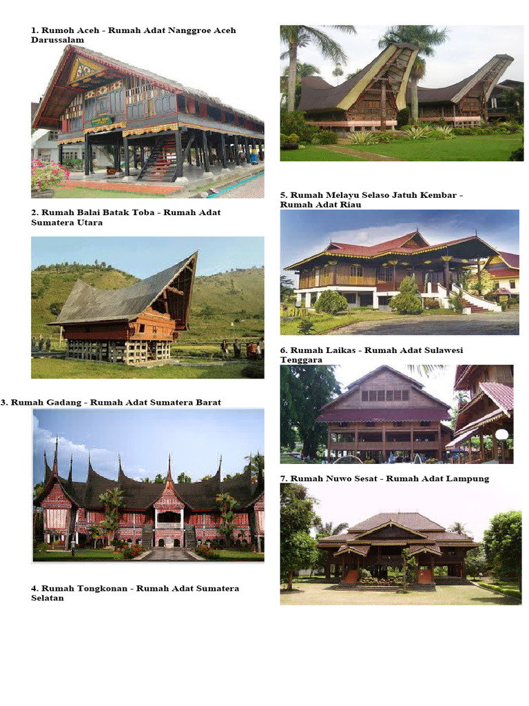 Rumah Adat Indonesia dan Asalnya | PDF | Memasak, Makanan, & Anggur