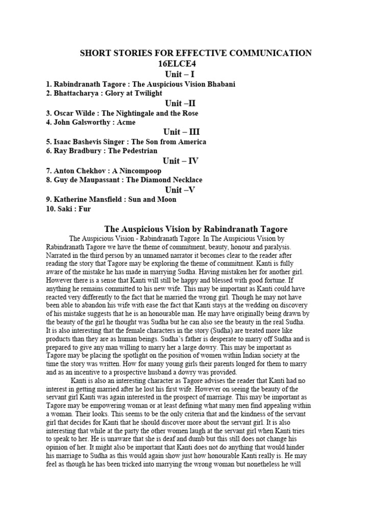 Short Stories For Effective Communication 2ND Yr | PDF | Love